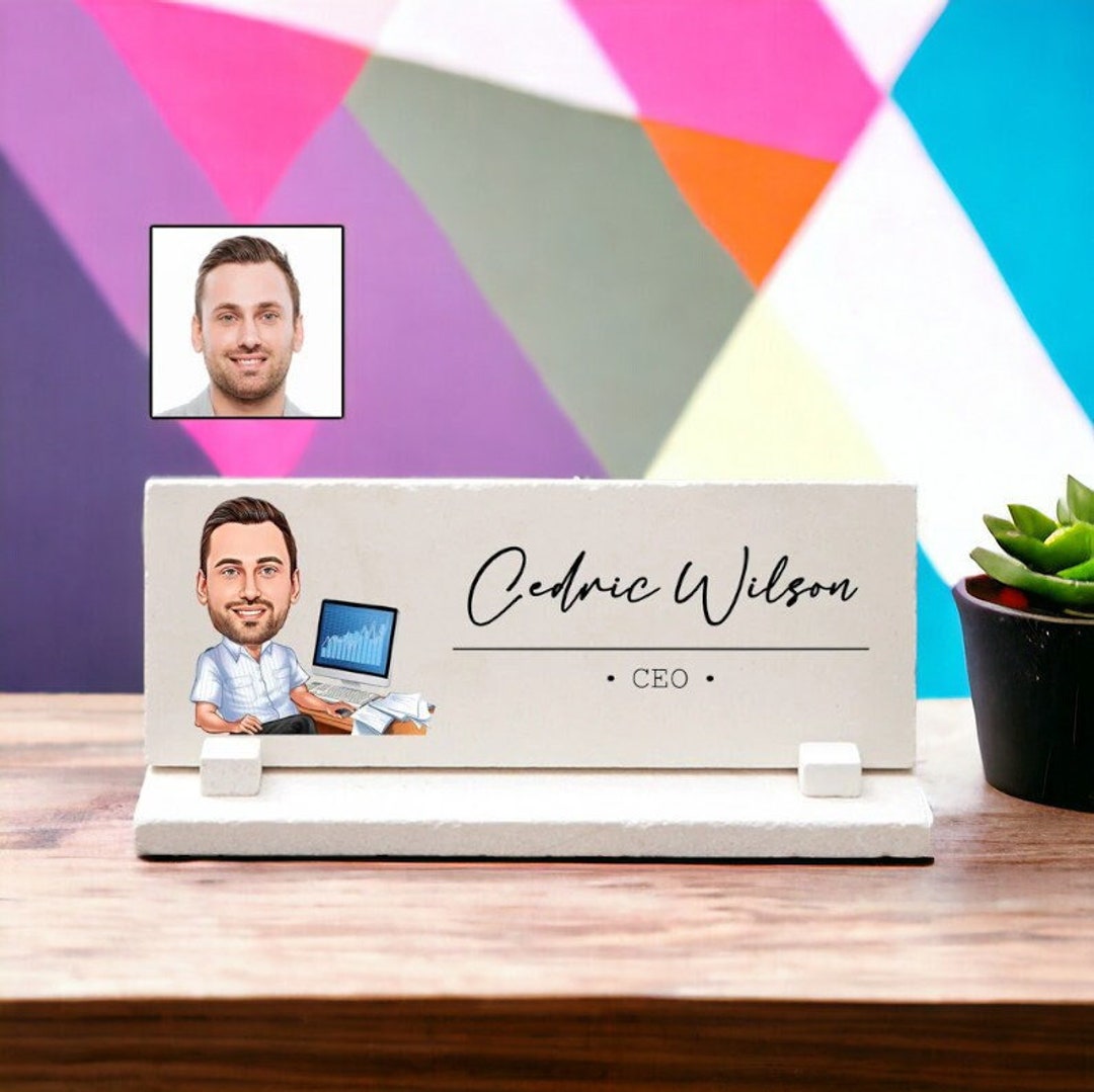 Funny Desk Name Plate for Men, Custom Desk Sign for Office With ...