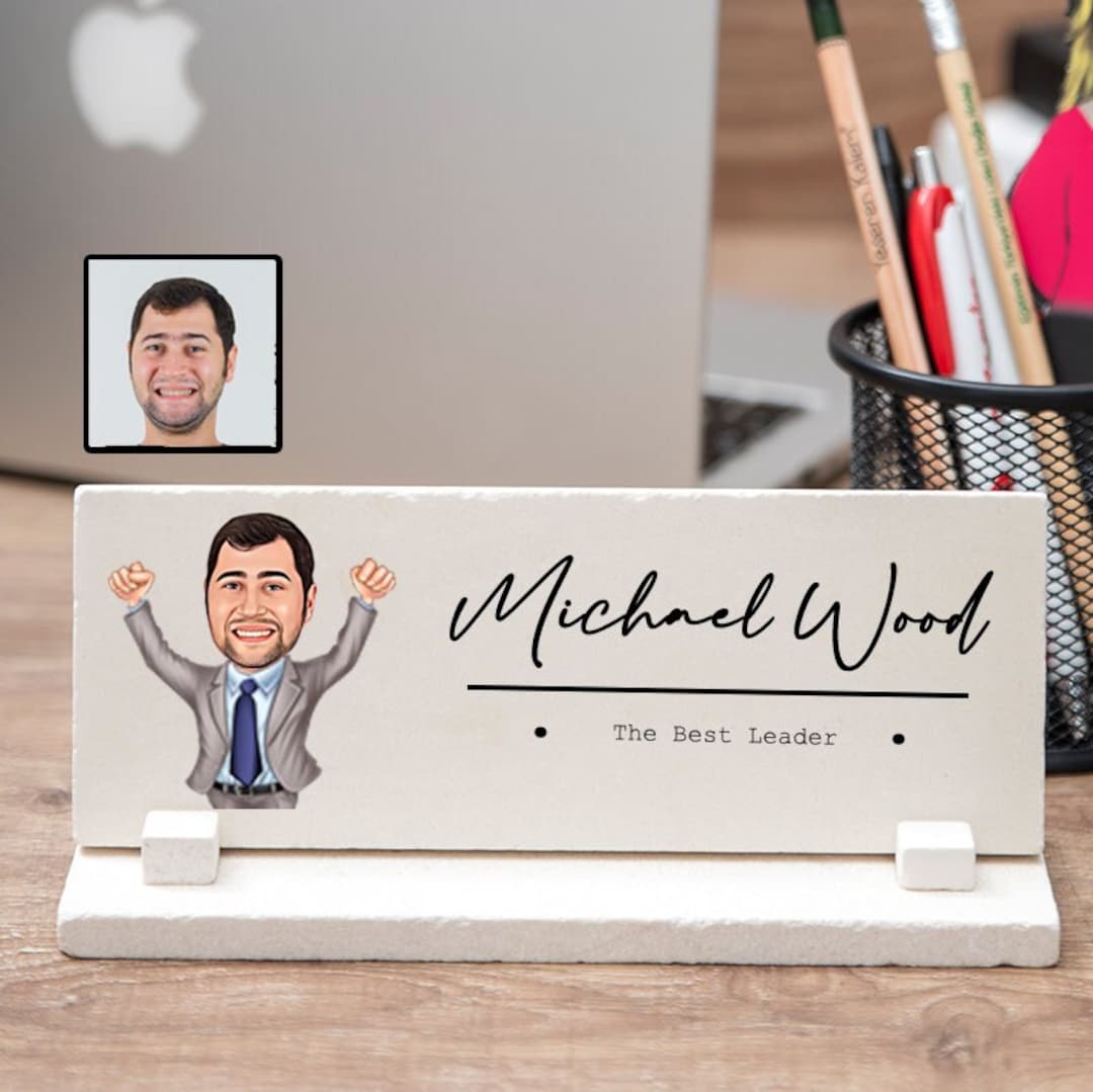 Leader Desk Sign for Men With Caricature, Great Leader Gift for Desk ...