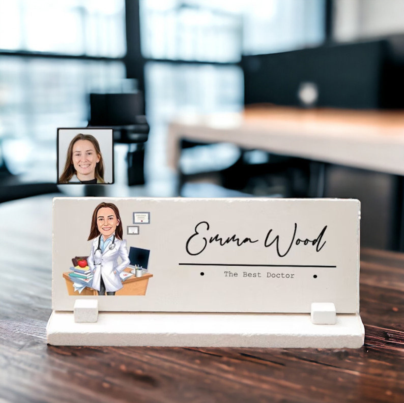 Medical Doctor Desk Name Plate for Women With Cartoon, Doctor Desk Sign ...