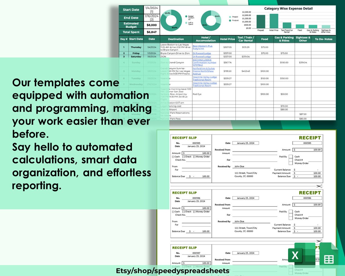 Custom Excel & Google Sheets Templates| Automatic Templates | Easy ...