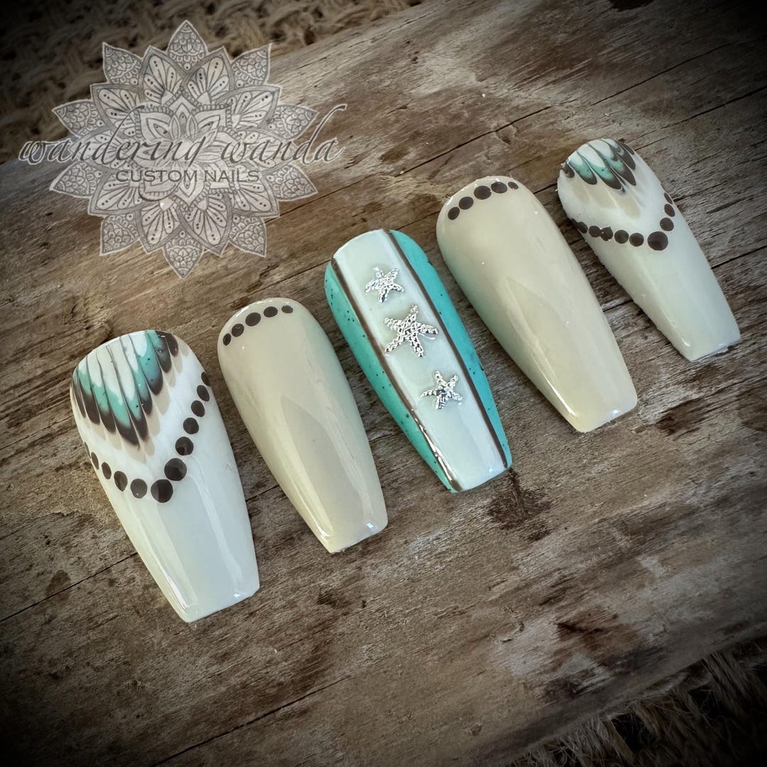 Beach Bum Cowgirl- 10pc | Western | Starfish | Press on Nails - Etsy