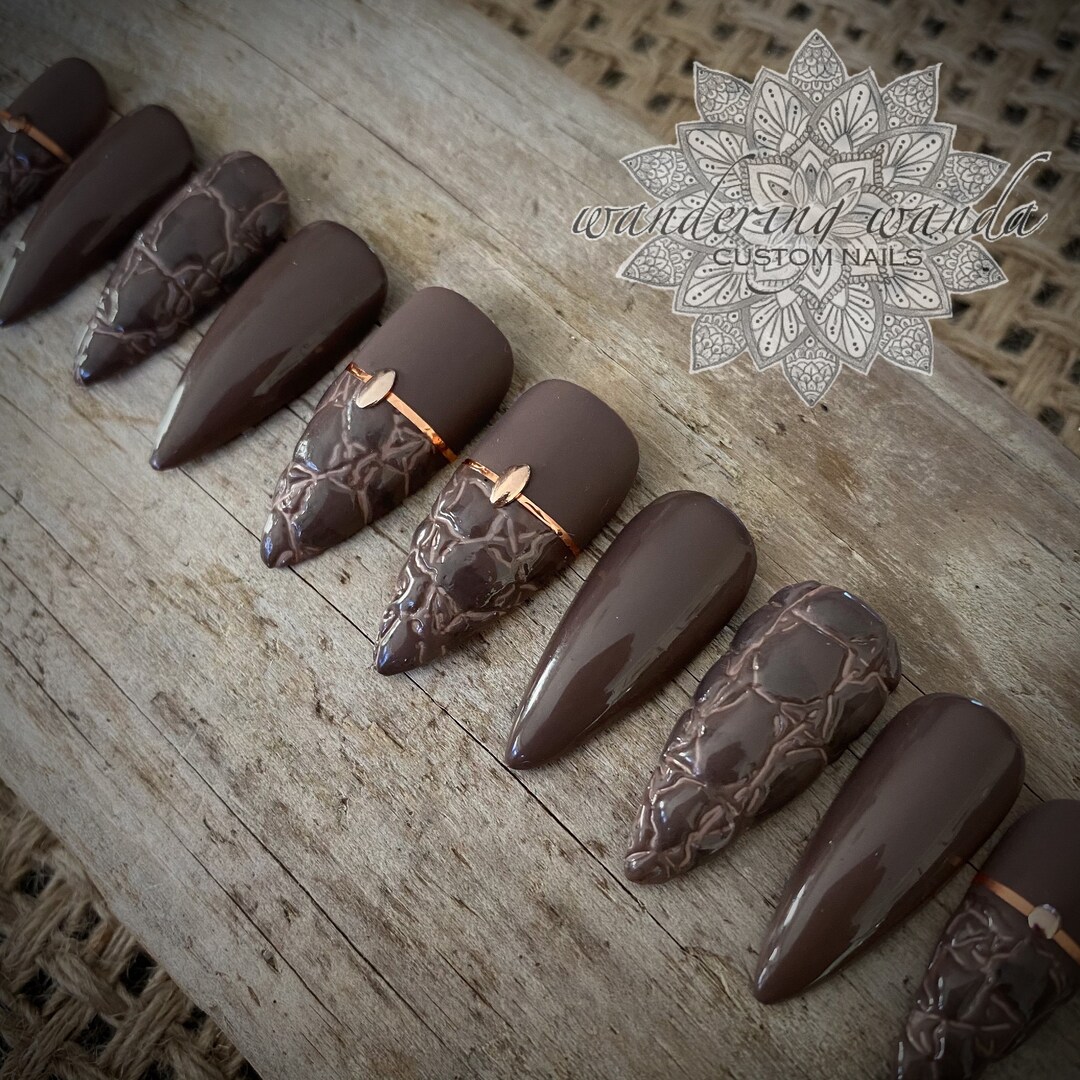 Choco-dile - 10pc | Crocodile | Animal Print | 3D | Press on Nails - Etsy
