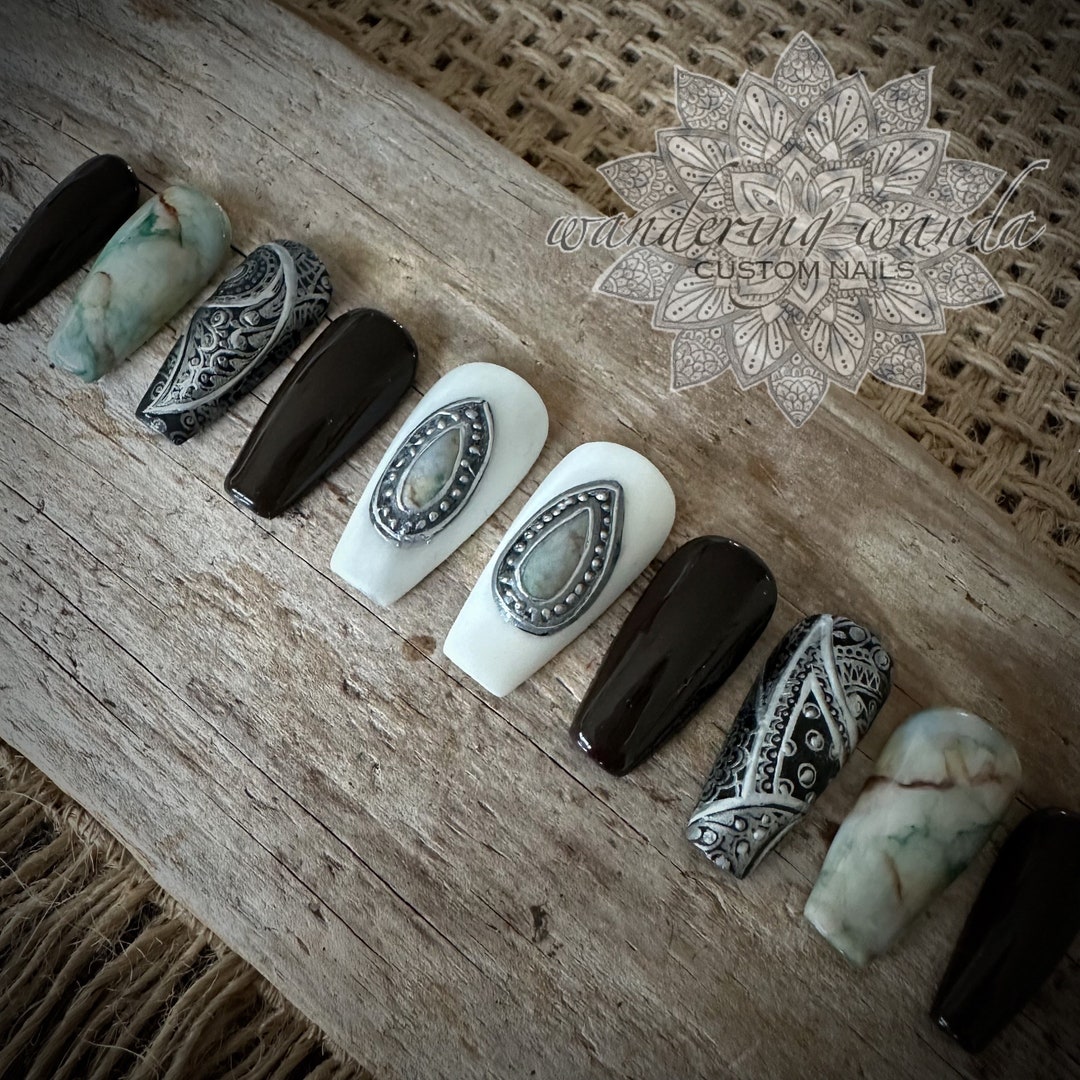 Cheyenne - 10pc | Western | Paisley | Press on Nails - Etsy