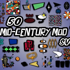 Midcentury Mod Retro Set 50 SVG Files Instant Download | Etsy
