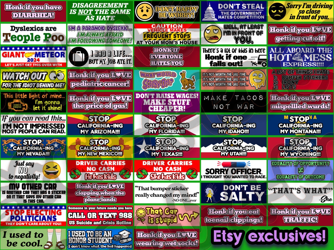 40+ Hilarious Bumper Sticker SVG Files - Instant Digital Download - Etsy
