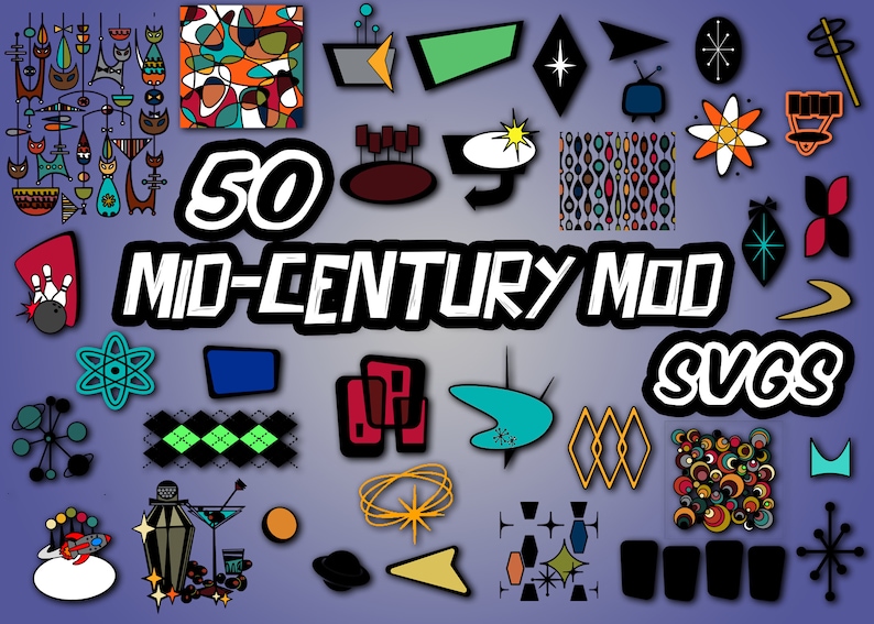 Midcentury Mod Retro Set (50 SVG Files)- Instant Download Bundle! - Etsy