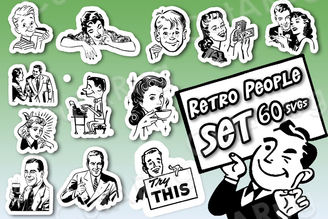 Retro Folks SVG Collection (60 Files) - Instant Download - Etsy