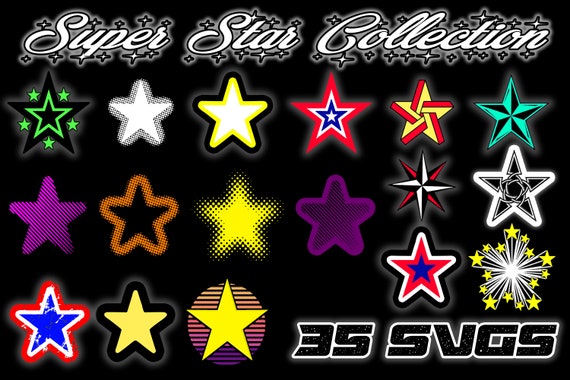 Super STARS Vector Set 35 SVG Files Instant Download | Etsy