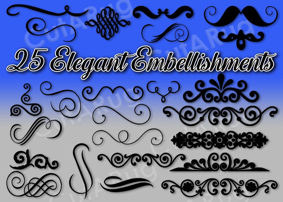 Elegant Embellishments Set (25 SVG Files)- Instant Download Bundle! - Etsy