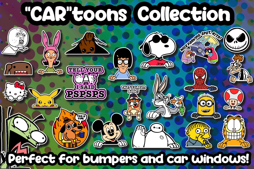 120 Vectors car Toons Collection instant Digital Download, B&W Svg/ai ...