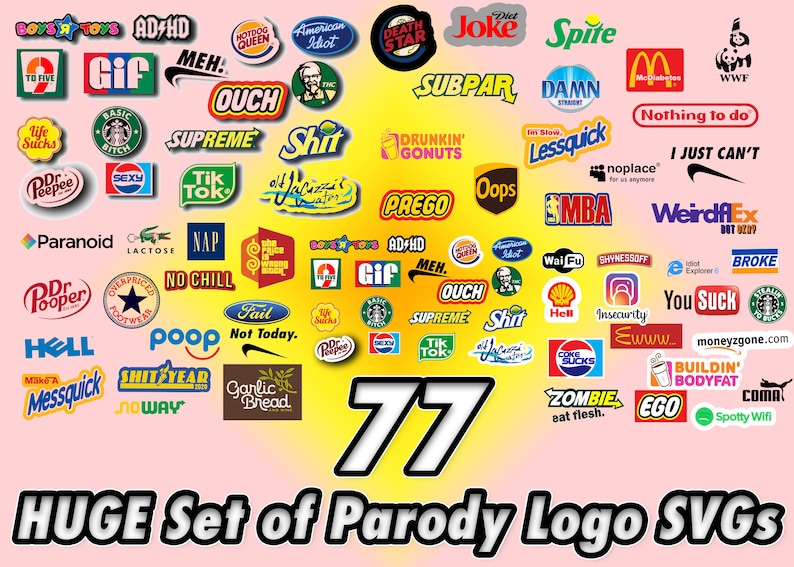Parody Logos SVG Collection #1 (77 Files) - Instant Digital Download - Etsy