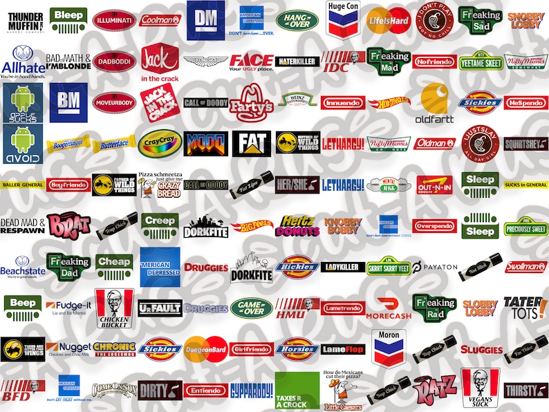 Over 100 Parody Logos Collection (SVG Files)- Instant Download Bundle ...