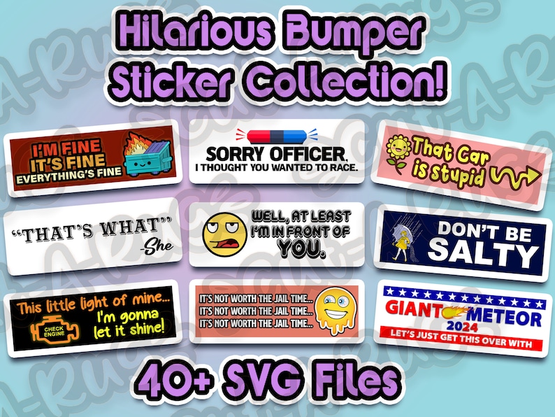 40 Hilarious Bumper Sticker SVG Files instant Digital - Etsy