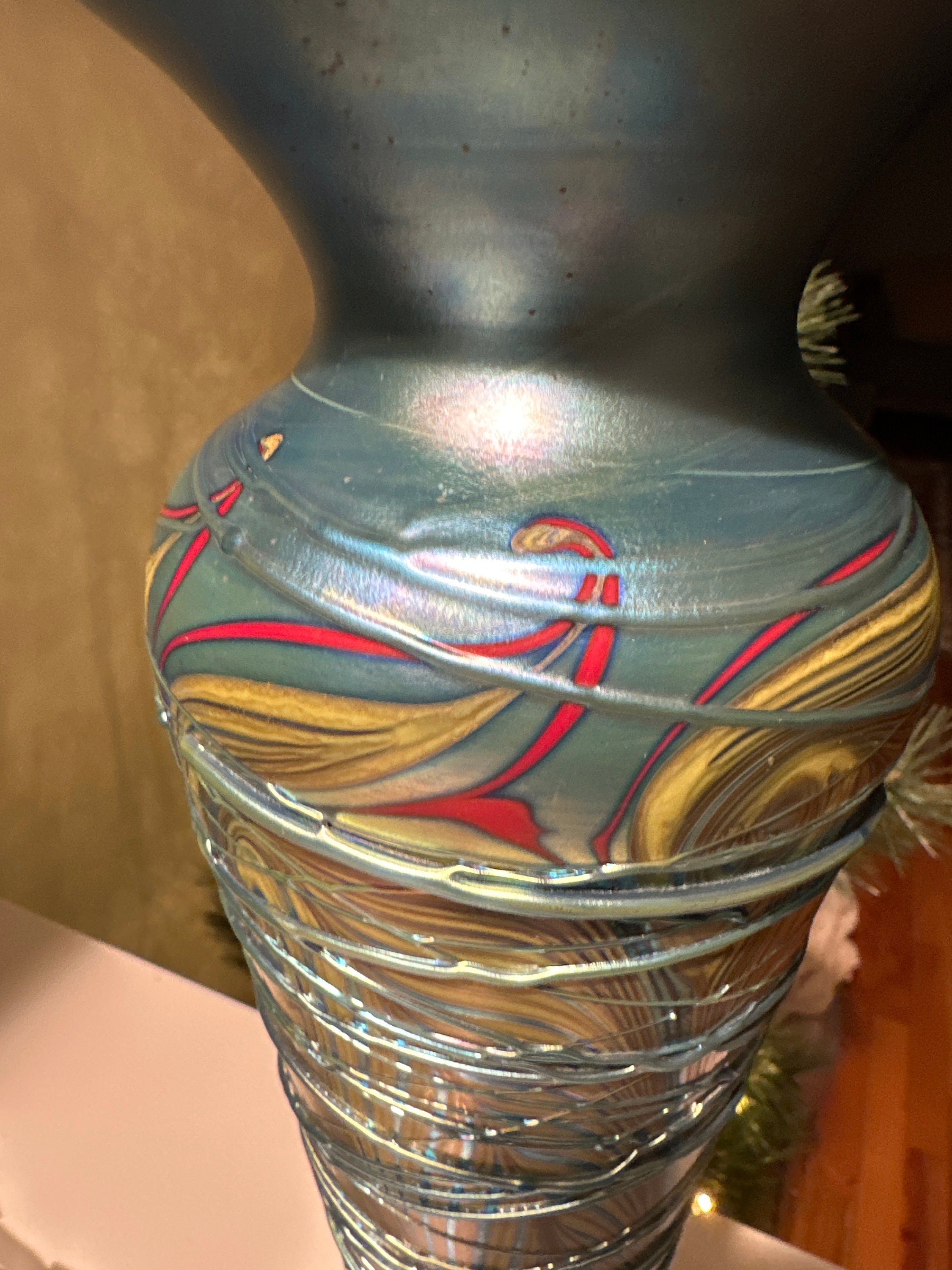 Rare Iridescent Vandermark Signed String Glass Vase - Etsy