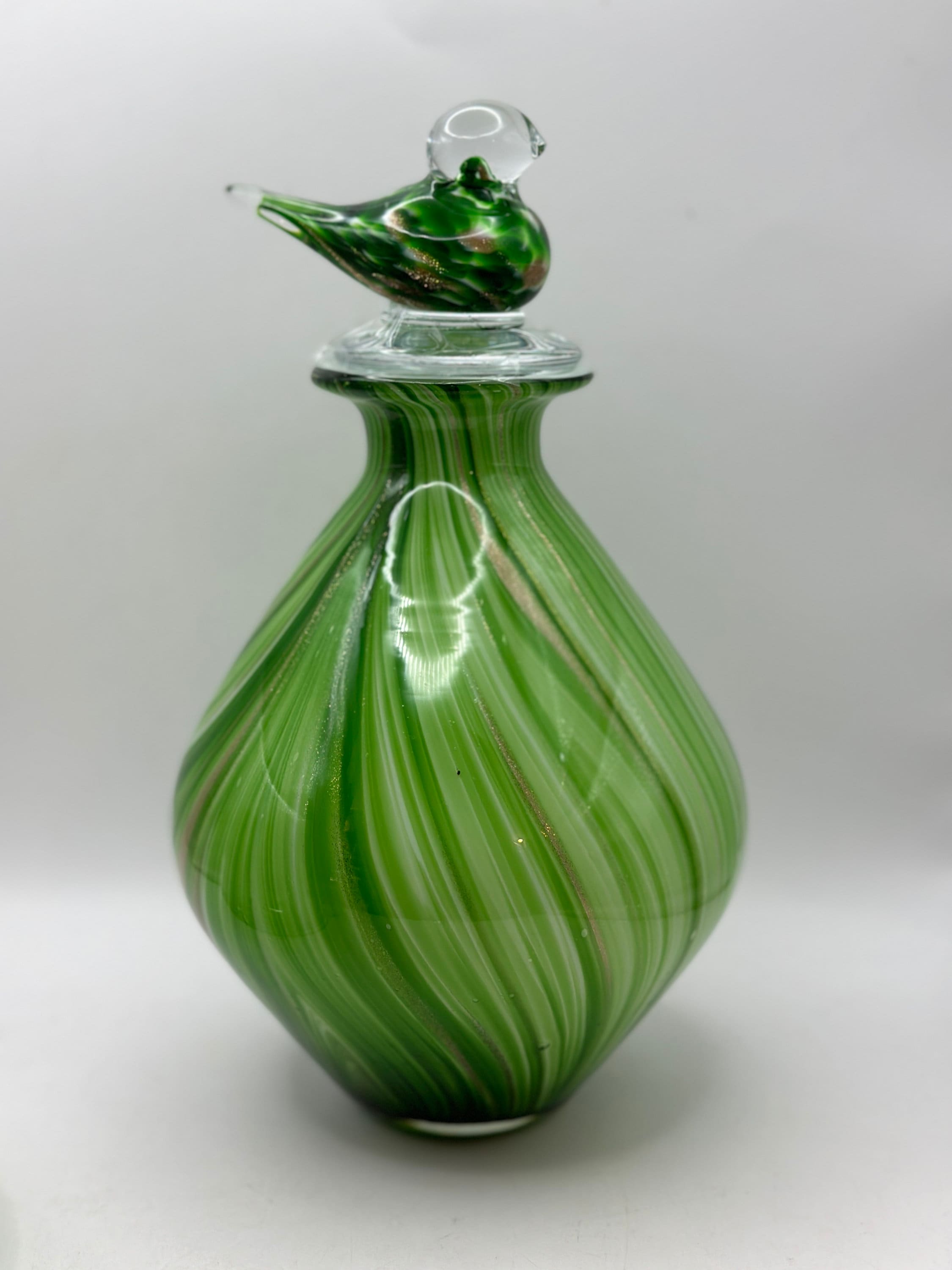 Tiffin Green & Gold Bird Decanter - Etsy