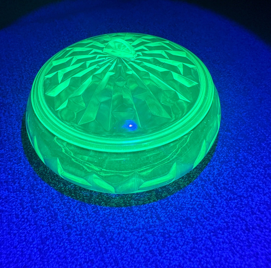 Uranium Glass Covered Etched Glass Art - Etsy