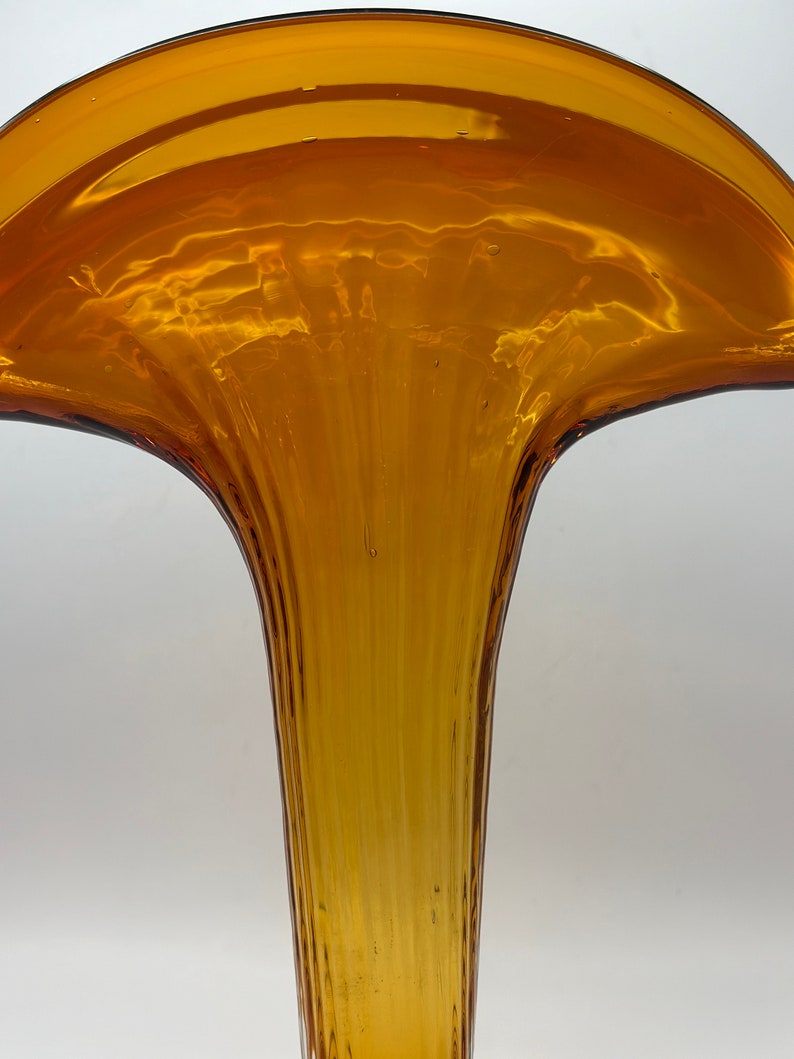 Blenko Dark Amber Fan Vase - Etsy