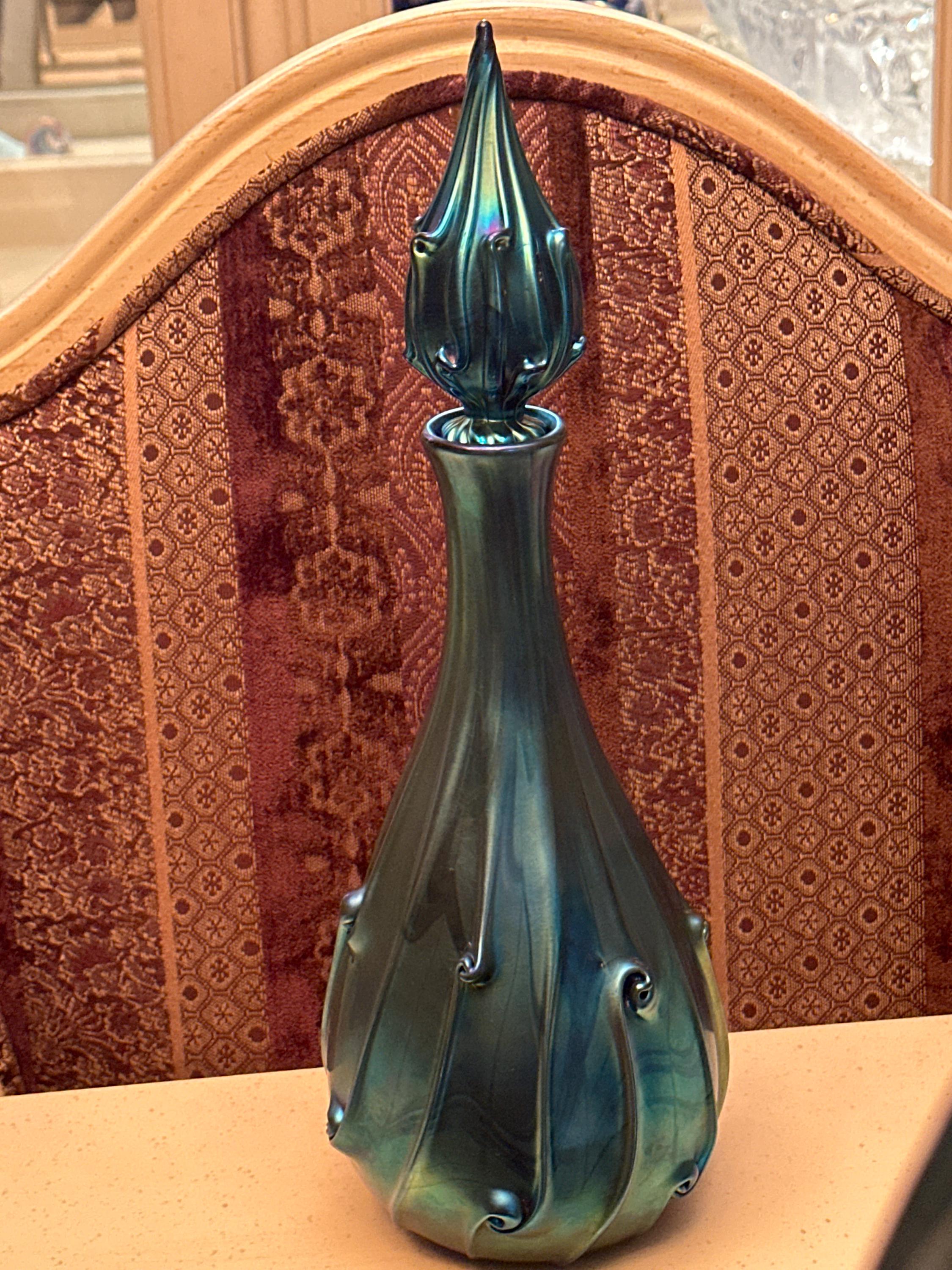 Steven Lundberg Glass Art 2000 Iredescent Glass Bottle With Stopper - Etsy