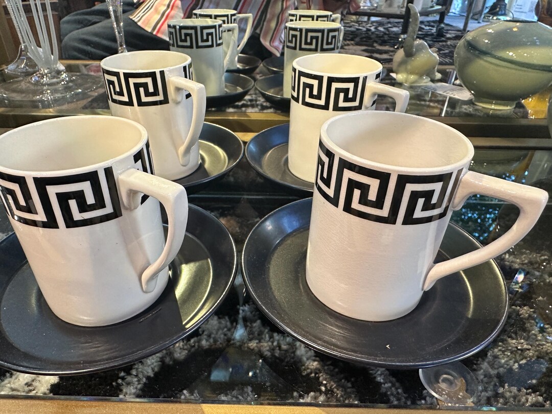 Greek Key Portmeirio Pottery “made in England” Demitasse Set of 4 - Etsy
