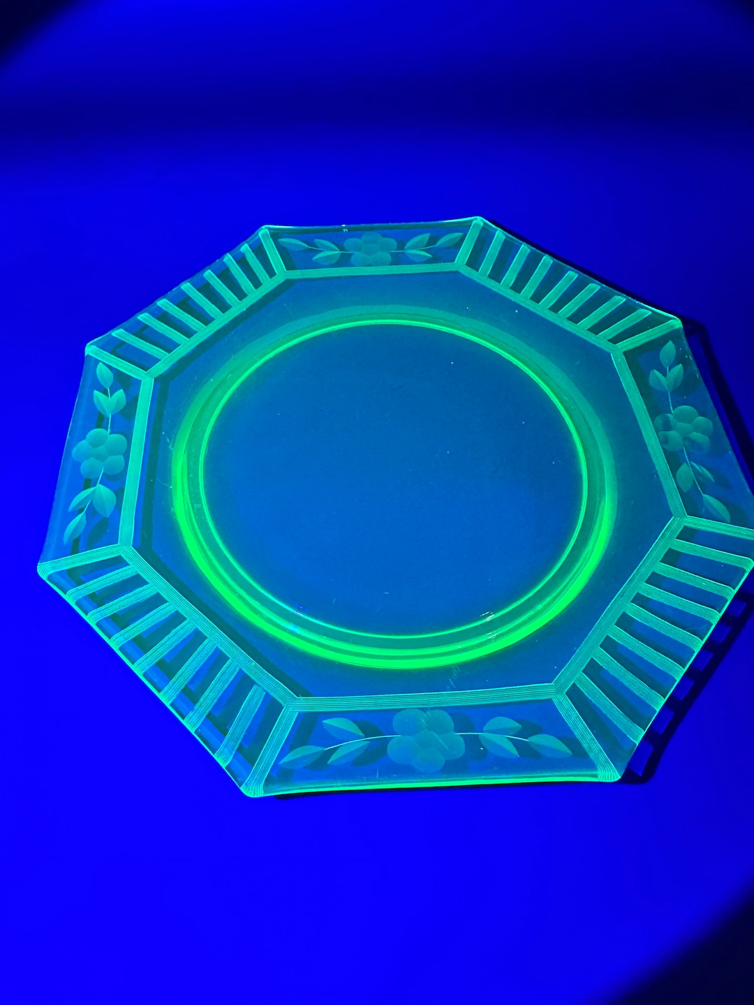 Imperial Uranium Glass 8 Plate - Etsy