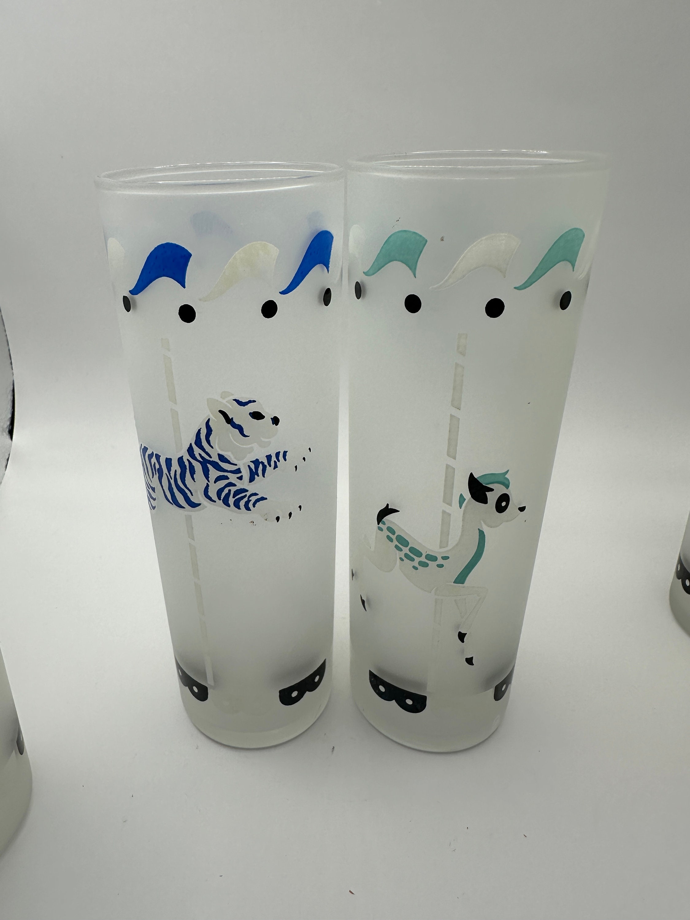 Libbey Carousel Frosted Animals 7 Frosted Glass Set - Etsy