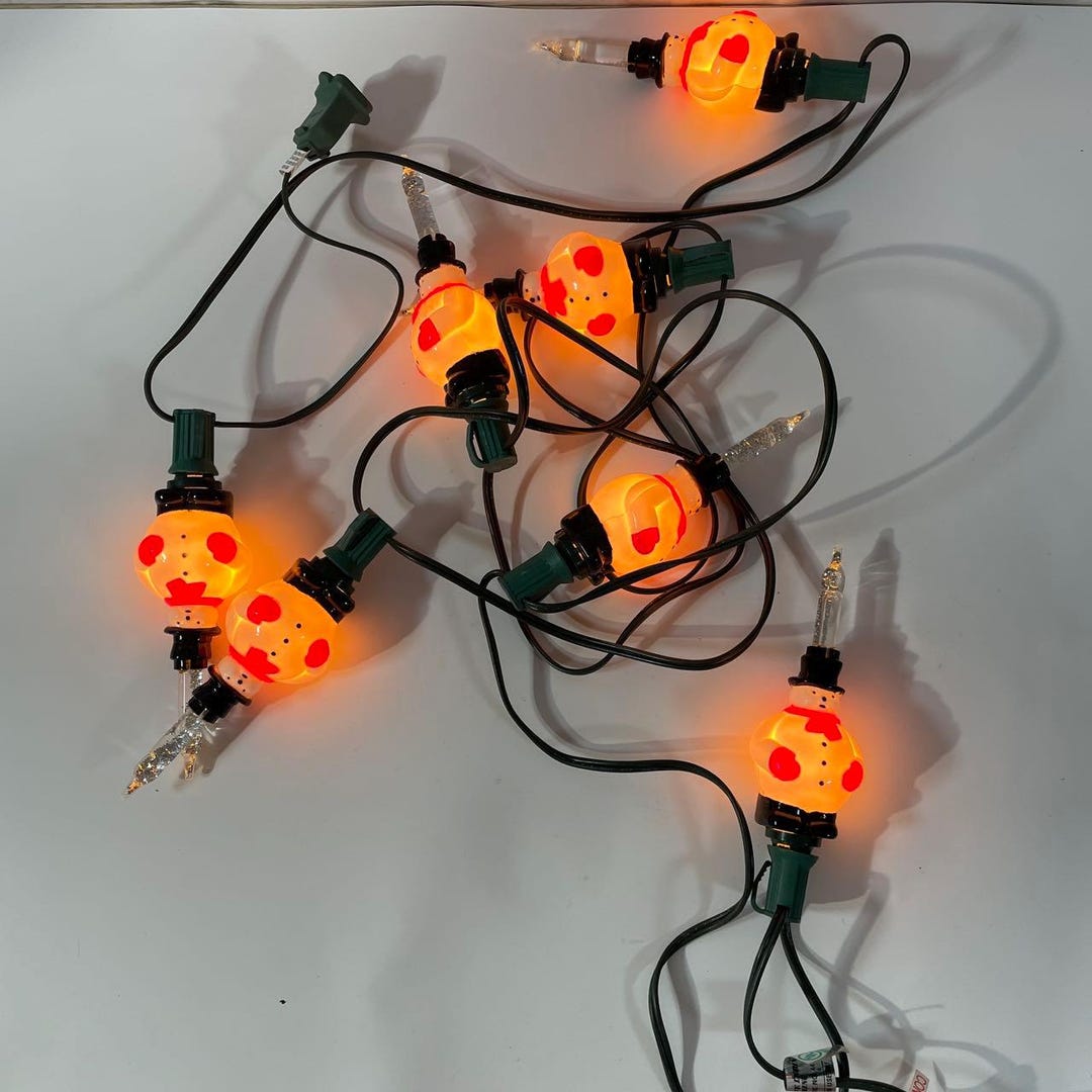 Vintage Snowman Bubble Light Set 7 String Lights Working - Etsy