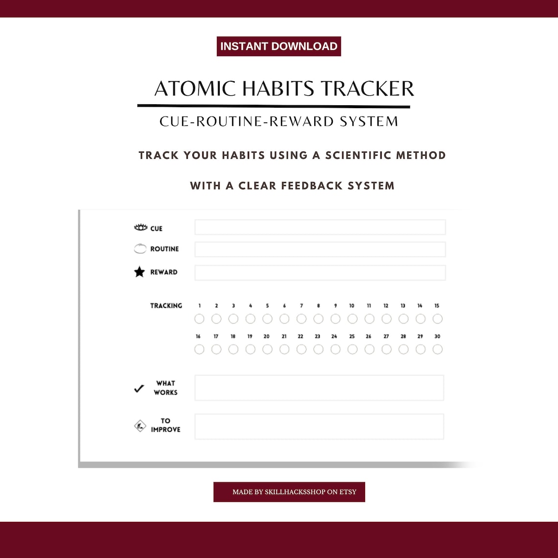 Atomic Habits Tracker Cue, Routine, Reward System Habit Feedback ...