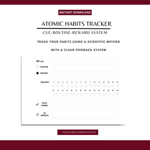 Atomic Habits Tracker Cue, Routine, Reward System Habit Feedback ...