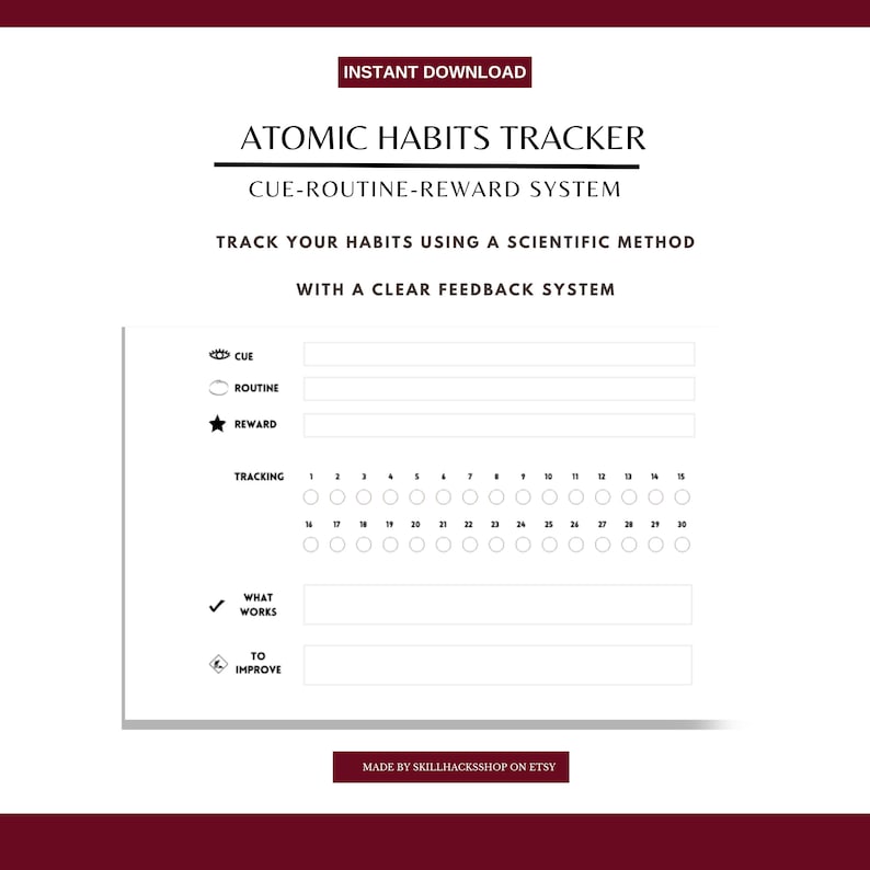 Atomic Habits Tracker Cue, Routine, Reward System Habit Feedback ...