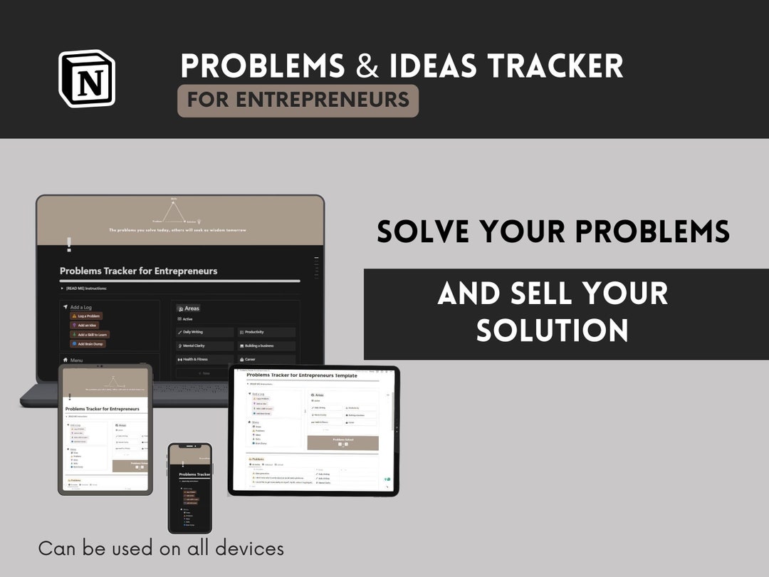 Notion Template Problems and Ideas Tracker for Entrepreneurs | Notion ...