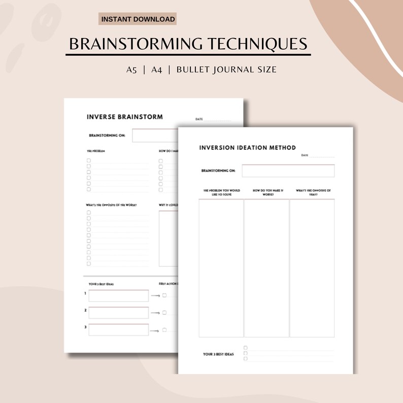 Ideas Brainstorming Technique Template for Creators, Writers, Small ...