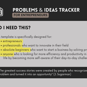 Notion Template Problems and Ideas Tracker for Entrepreneurs | Notion ...