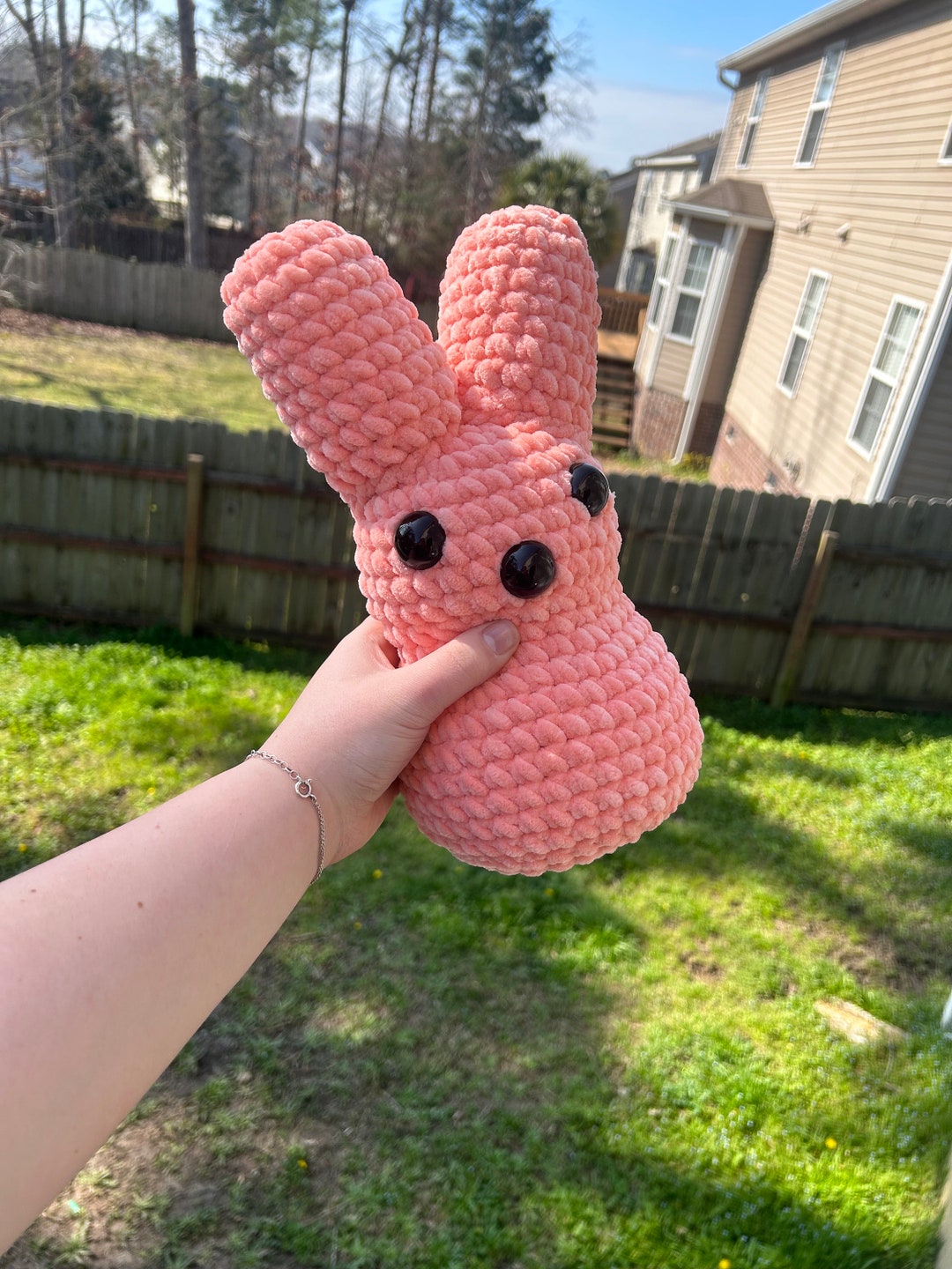 Handmade Crochet Amigurumi Jumbo Easter Peep Bunny Plush/jumbo Bunny ...