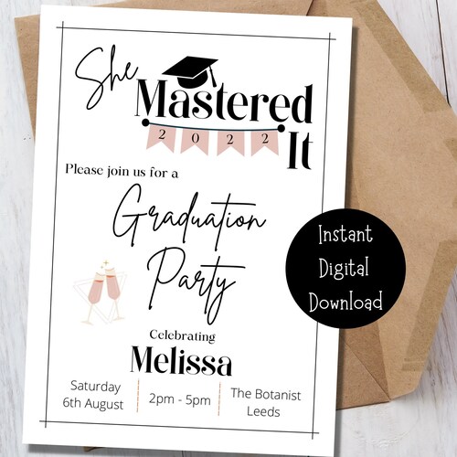 Graduation Party Invitation Masters Personalised Party - Etsy