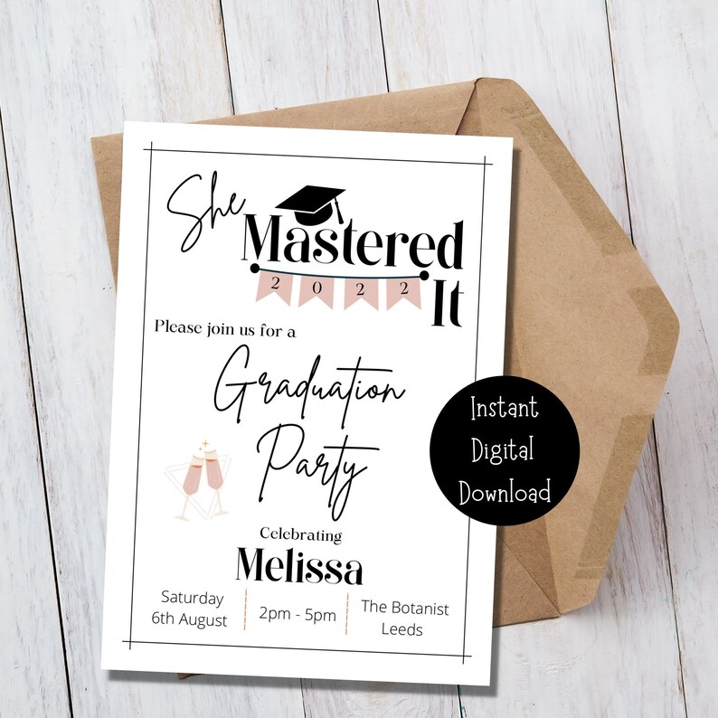 Graduation Party Invitation Masters Personalised Party - Etsy