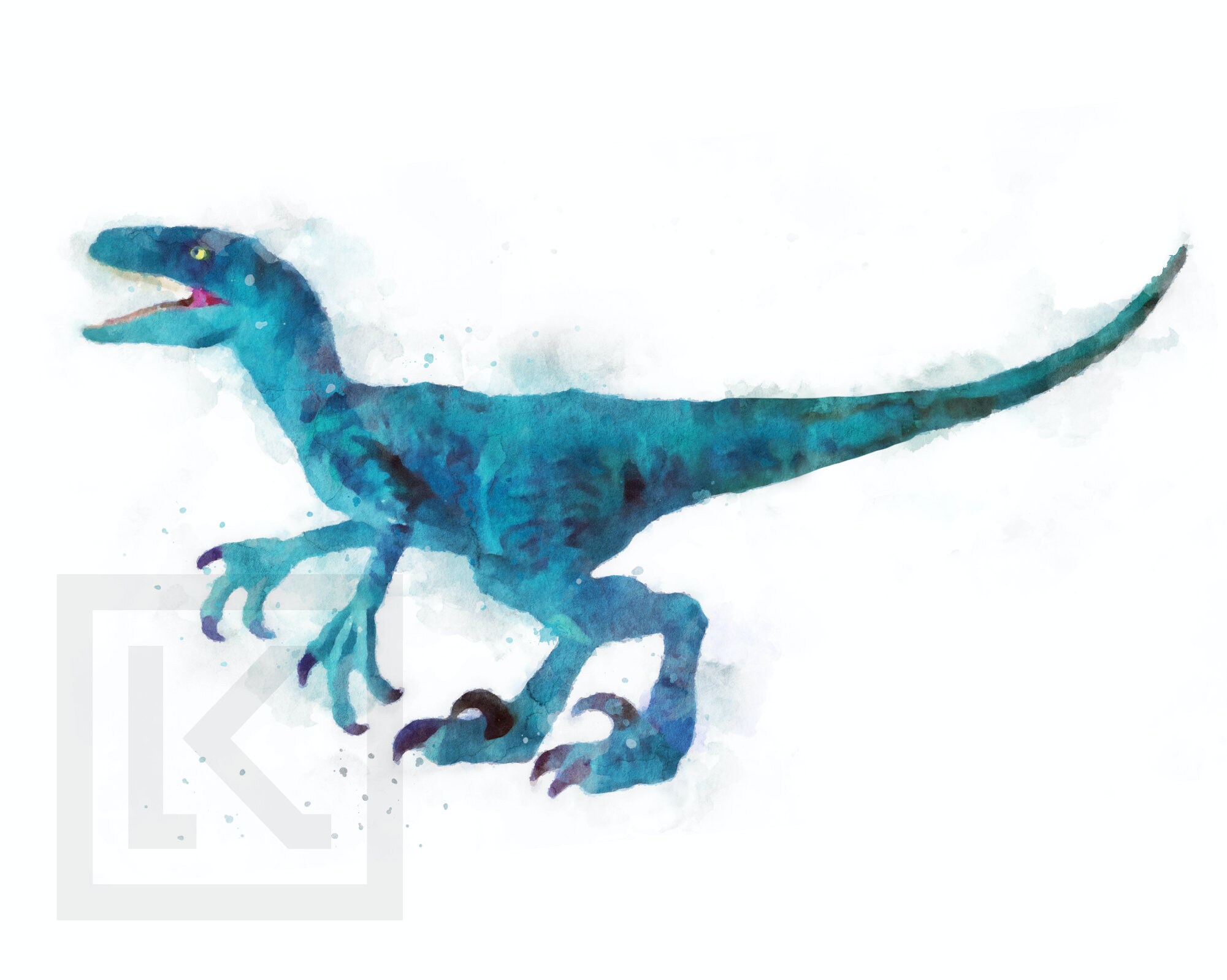 Dinosaur Printable Wall Art, Raptor, Digital Download, Boys Bedroom ...