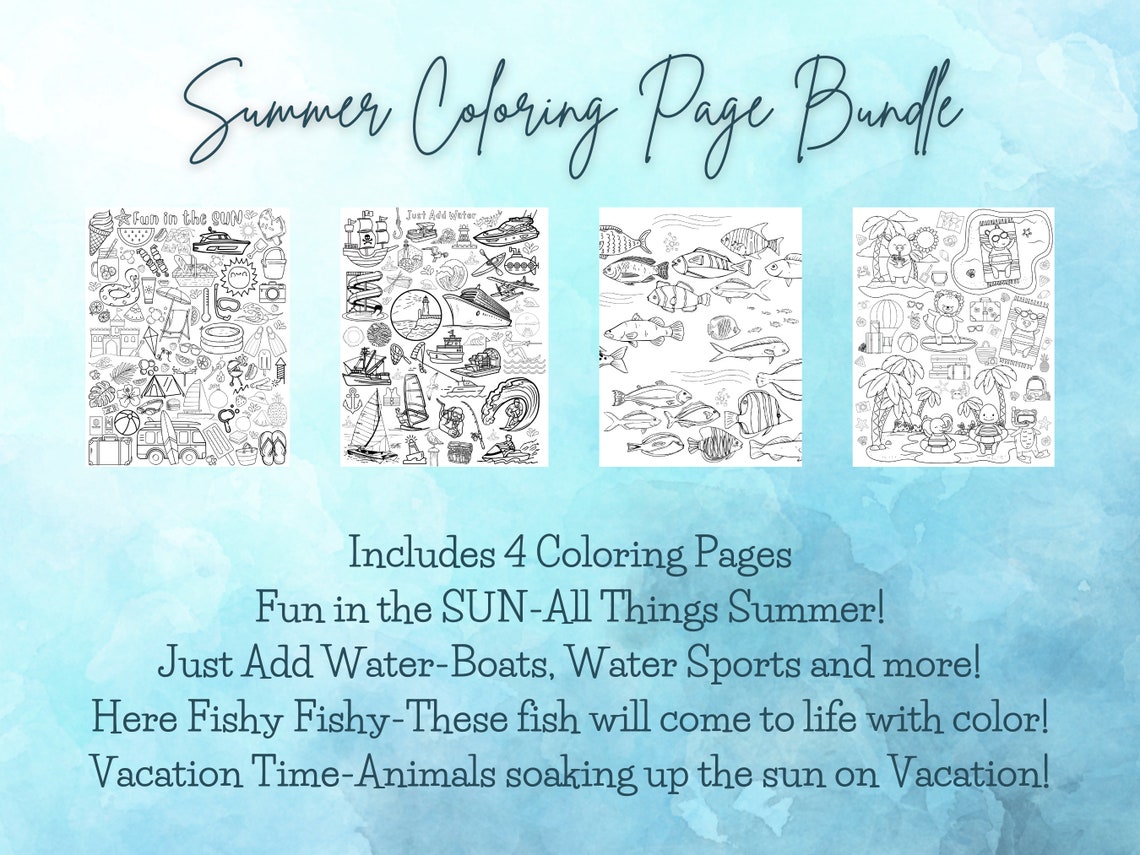 Summer Coloring Pages, PDF Coloring Pages, Summer Printables, Summer ...