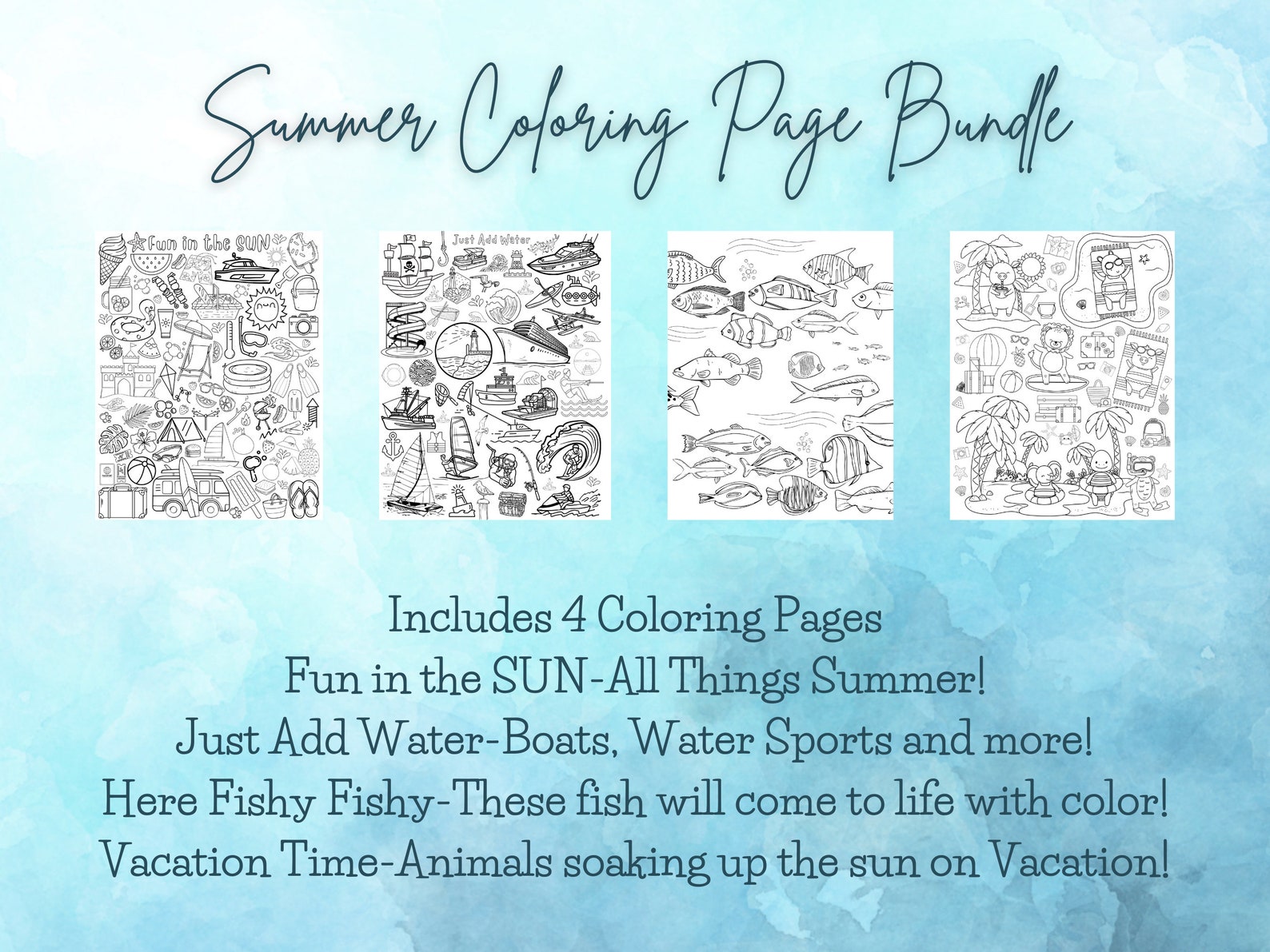 Summer Coloring Pages, PDF Coloring Pages, Summer Printables, Summer ...