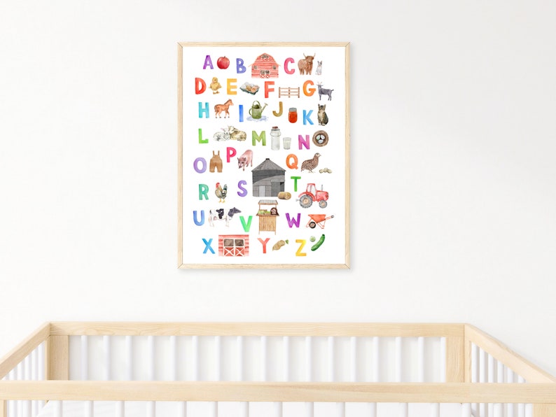 Farm Alphabet Print, Digital Download, Farm Nursery Decor, Animal Print ...