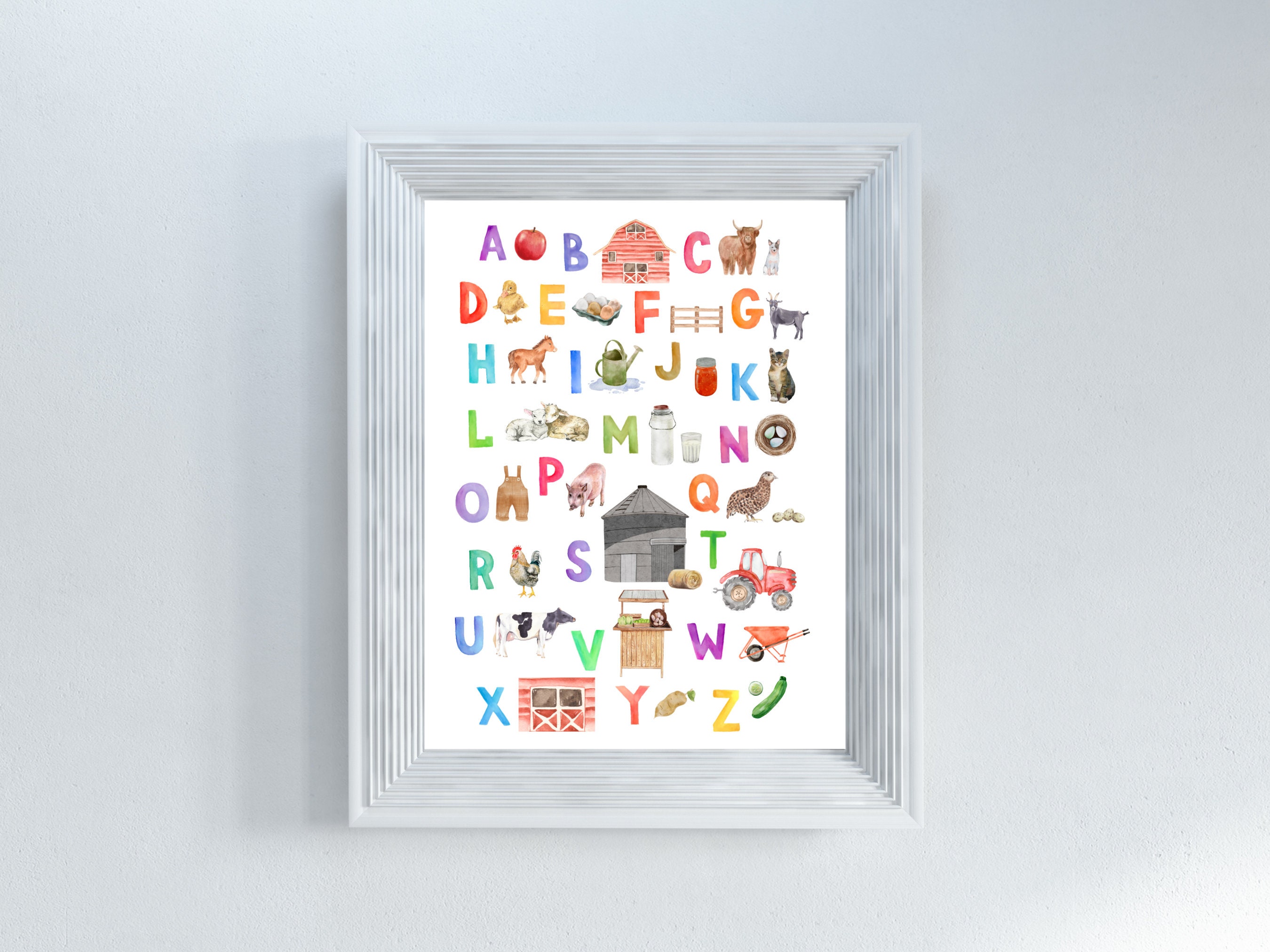 Farm Alphabet Print, Digital Download, Farm Nursery Decor, Animal Print ...