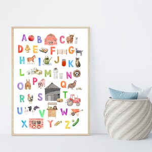 Farm Alphabet Print, Digital Download, Farm Nursery Decor, Animal Print ...