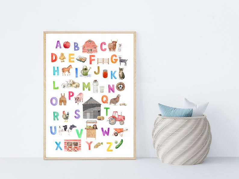 Farm Alphabet Print, Digital Download, Farm Nursery Decor, Animal Print ...