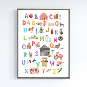 Farm Alphabet Print, Digital Download, Farm Nursery Decor, Animal Print ...