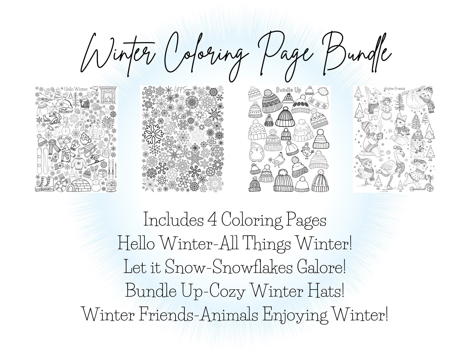 Winter Coloring Pages, Winter Coloring Sheets, Winter Printable Set ...