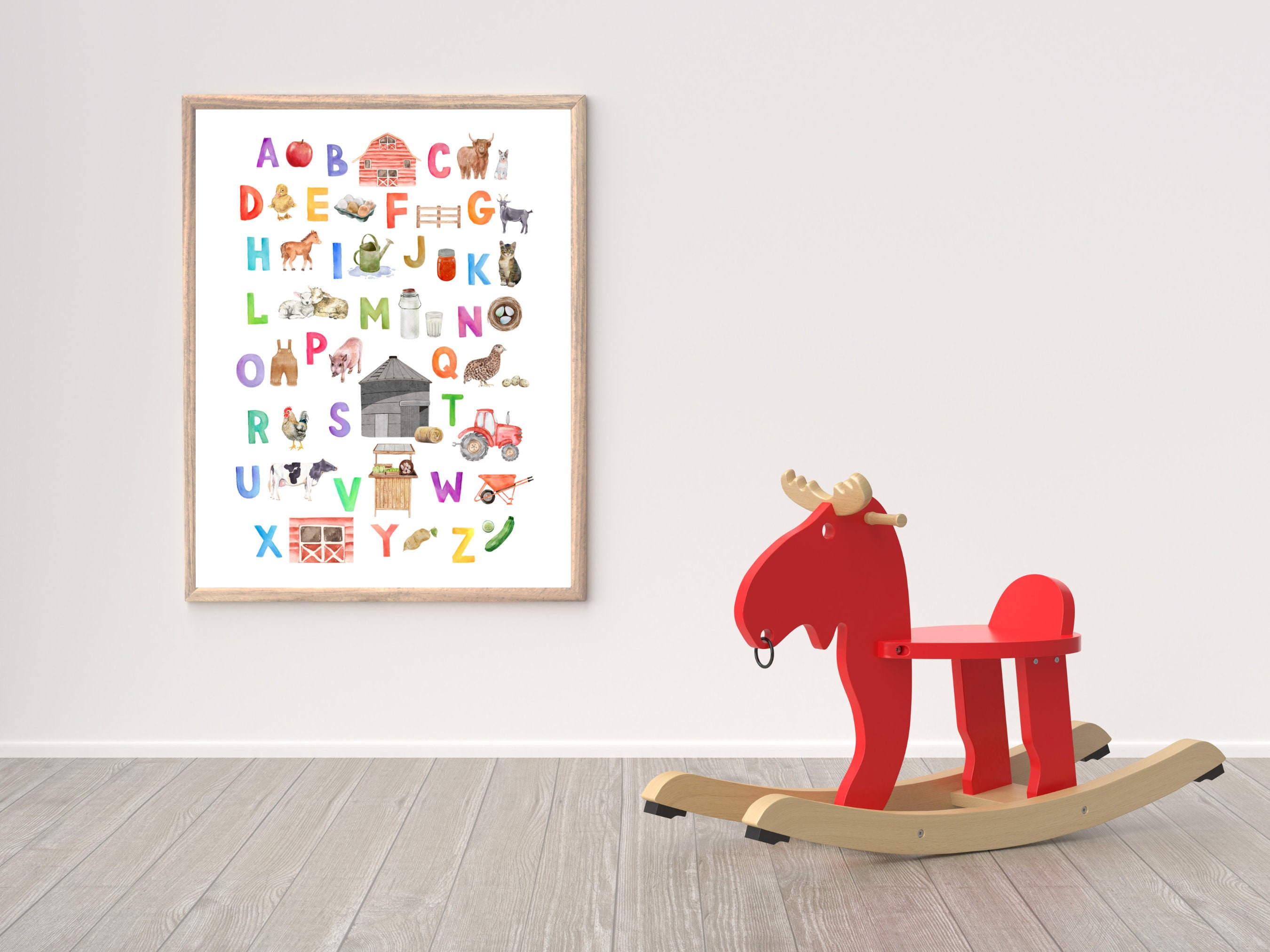 Farm Alphabet Print, Digital Download, Farm Nursery Decor, Animal Print ...