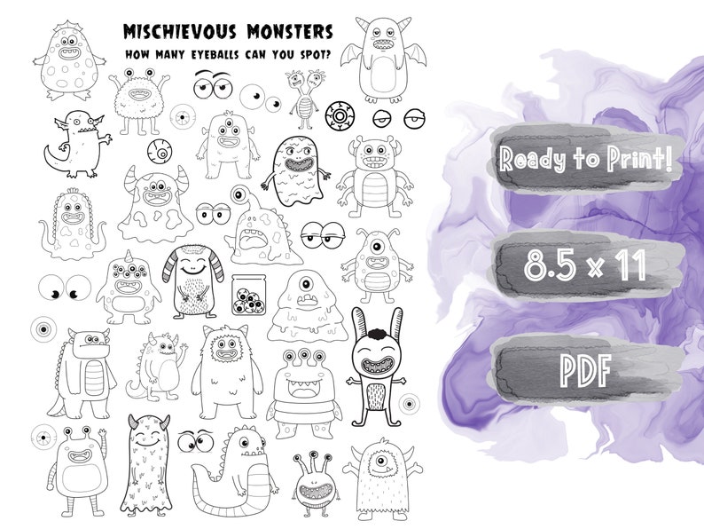 Monster Coloring Page, Monster Printable, Monster Activity Printable ...