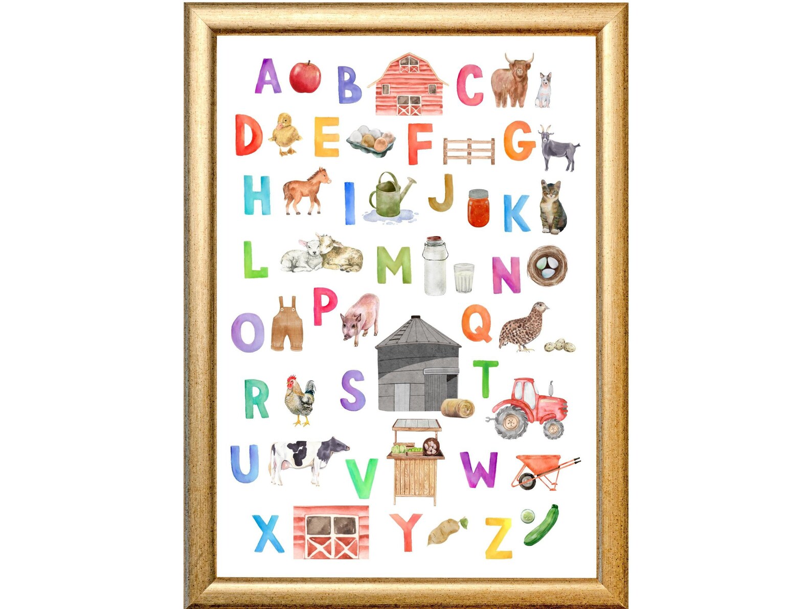 Farm Alphabet Print Digital Download Farm Nursery Decor - Etsy