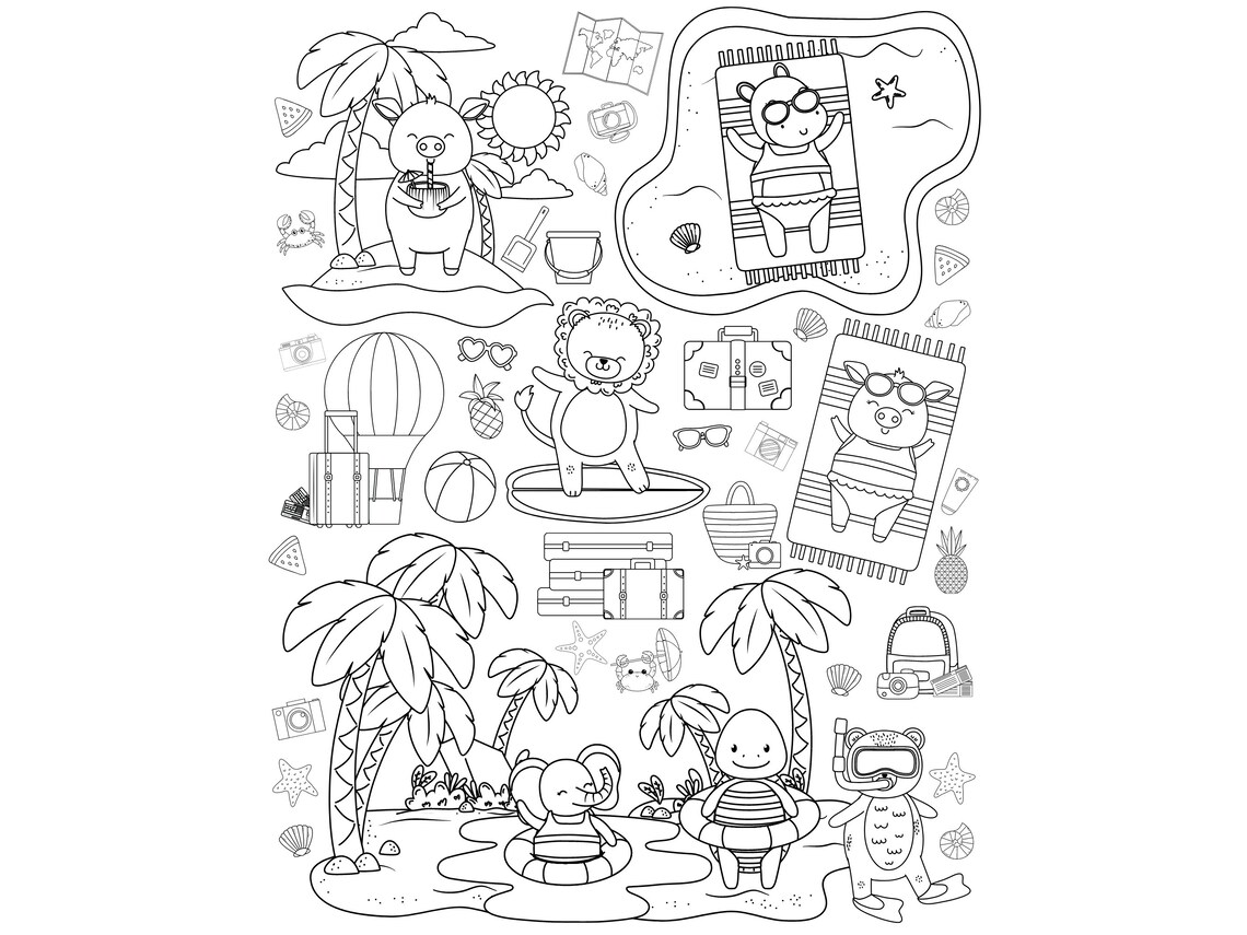 Summer Coloring Pages, PDF Coloring Pages, Summer Printables, Summer ...