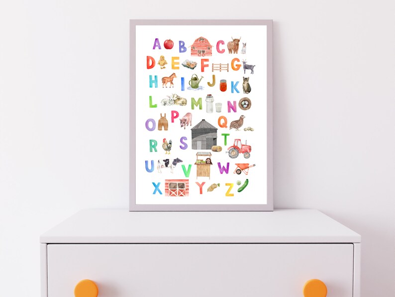 Farm Alphabet Print, Digital Download, Farm Nursery Decor, Animal Print ...