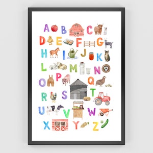 Farm Alphabet Print, Digital Download, Farm Nursery Decor, Animal Print ...